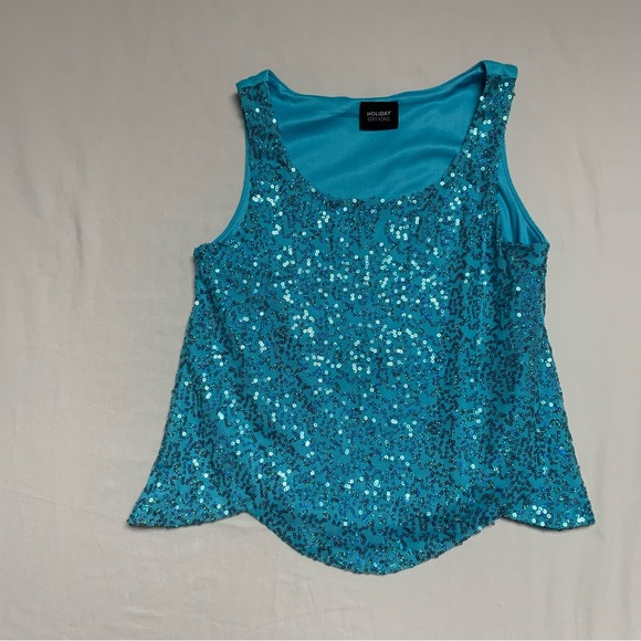 Shirts & Tops | Sequin Girls Tank Top Turquoise Blue Green Easter ...